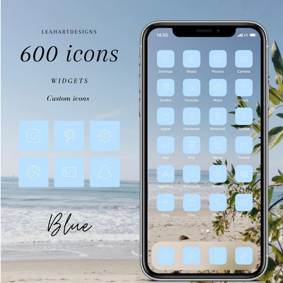 600+ Blue Minimalistic App Icon Pack | IOS 14 | Blue Minimalistic ...