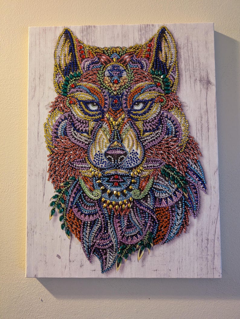 Colorful Completed Wolf Diamond Painting - Etsy