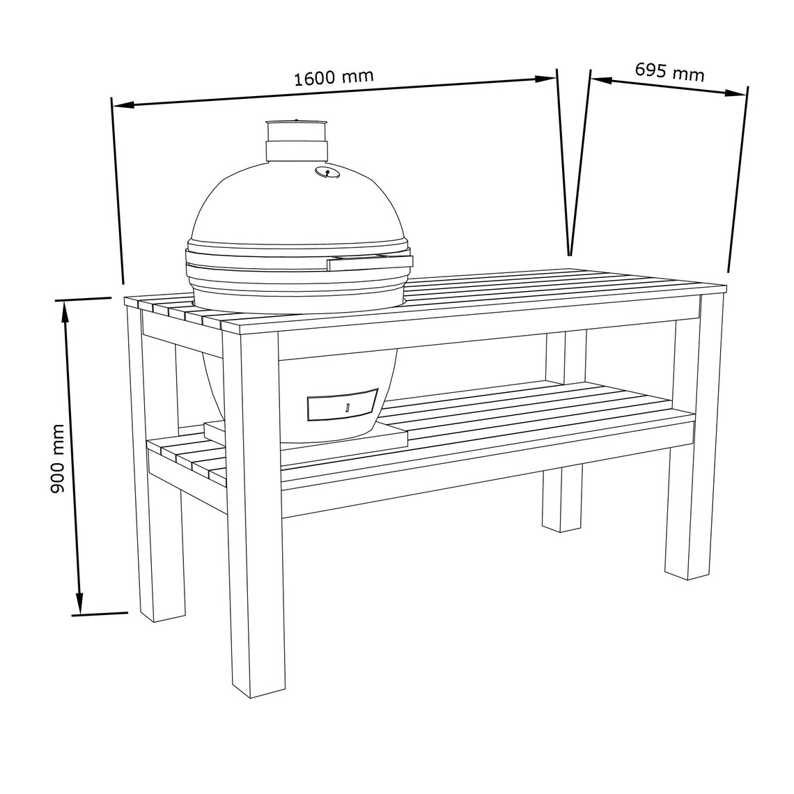 Build Plans Kamado BBQ Grill Bench DIY Metric Dimensions - Etsy