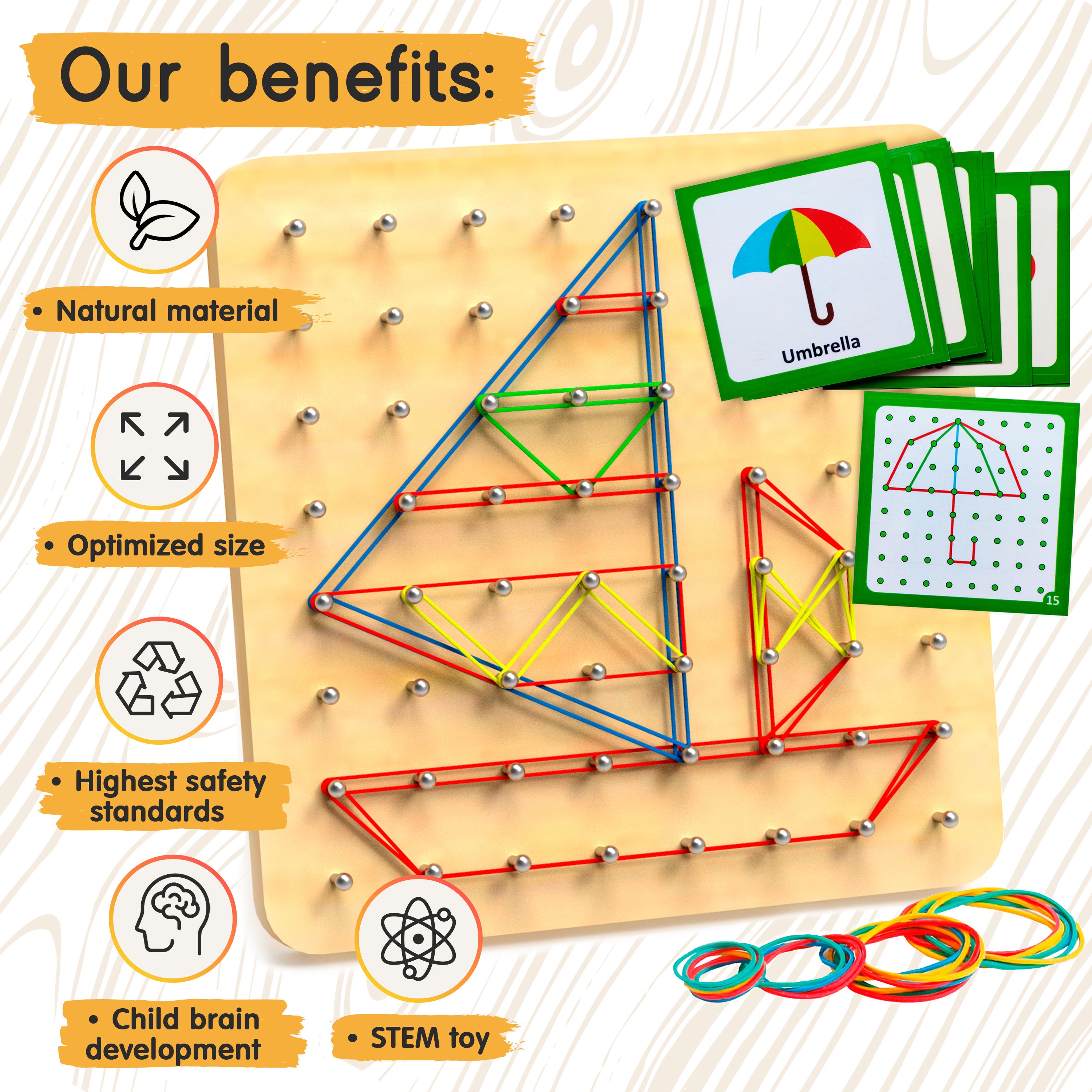 Wooden Geoboard - Montessori Toys for Kids, Graphical Mathematical ...