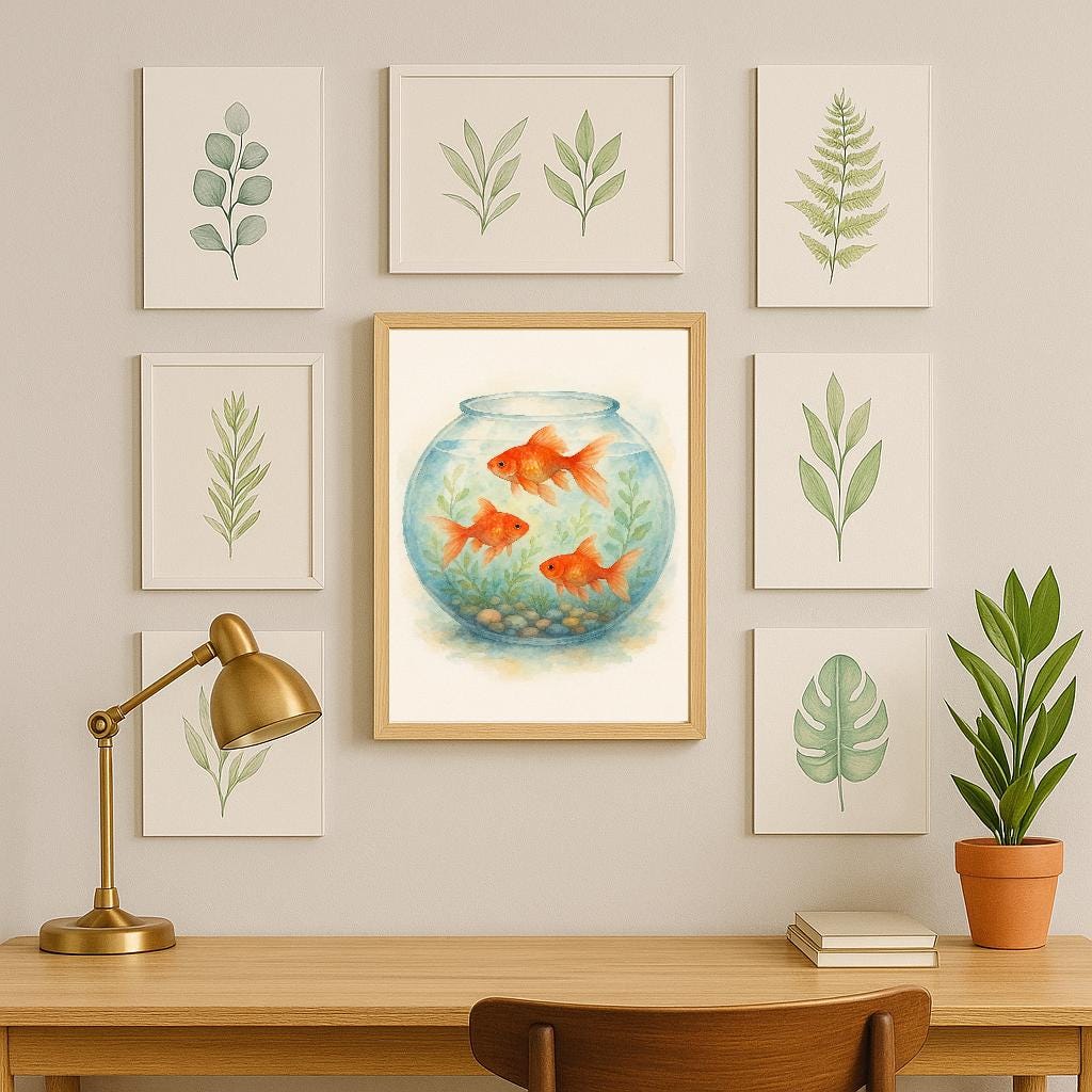 Printable Goldfish Art - A4 А3 Digital Download - Koi & Fancy Goldfish ...