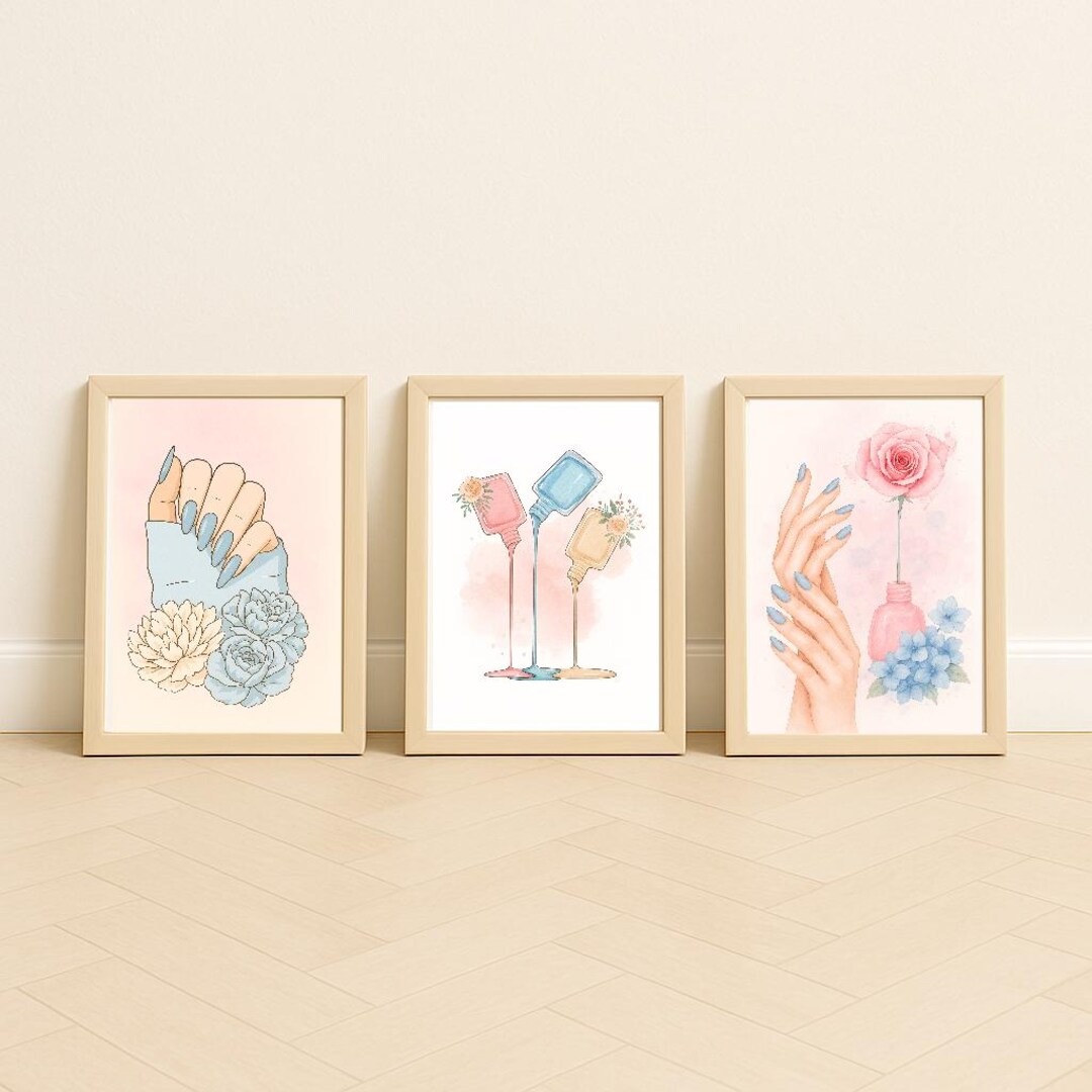 Printable Nail Salon Decor - A4 Digital Posters Set – Elegant Manicure ...