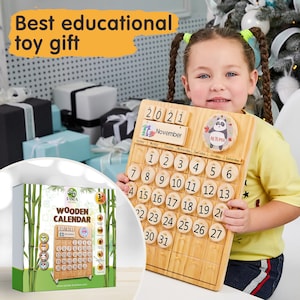 Wooden Perpetual Calendar - Montessori Toys for Kids Learning Seasons ...