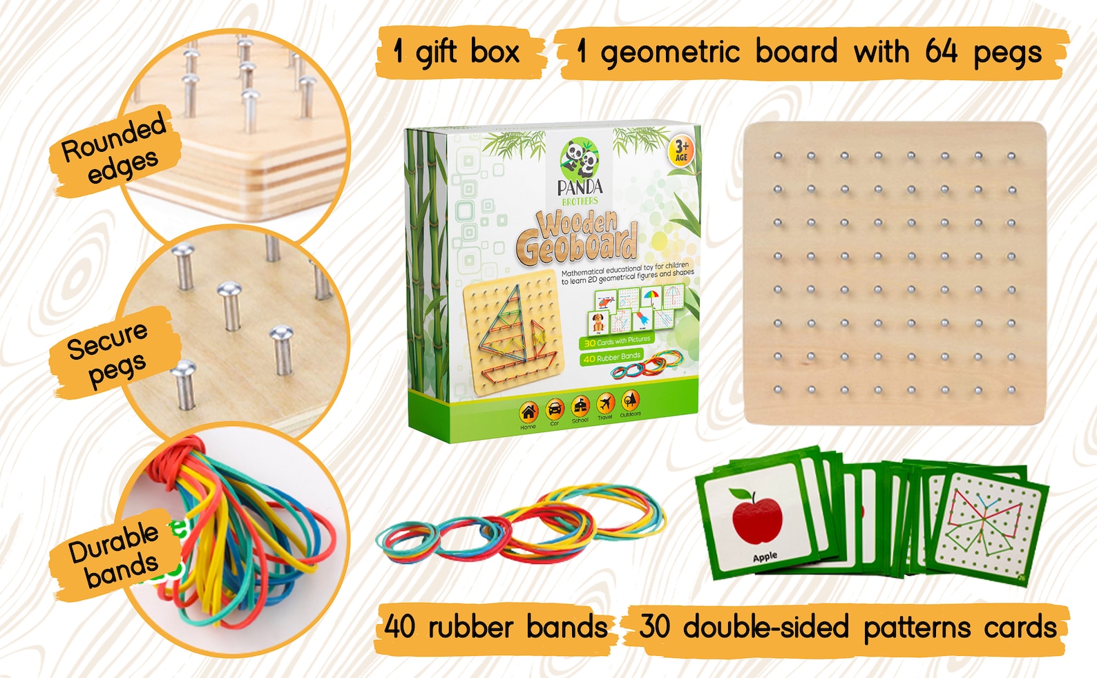 Wooden Geoboard Montessori Toys for Kids, Graphical Mathematical ...