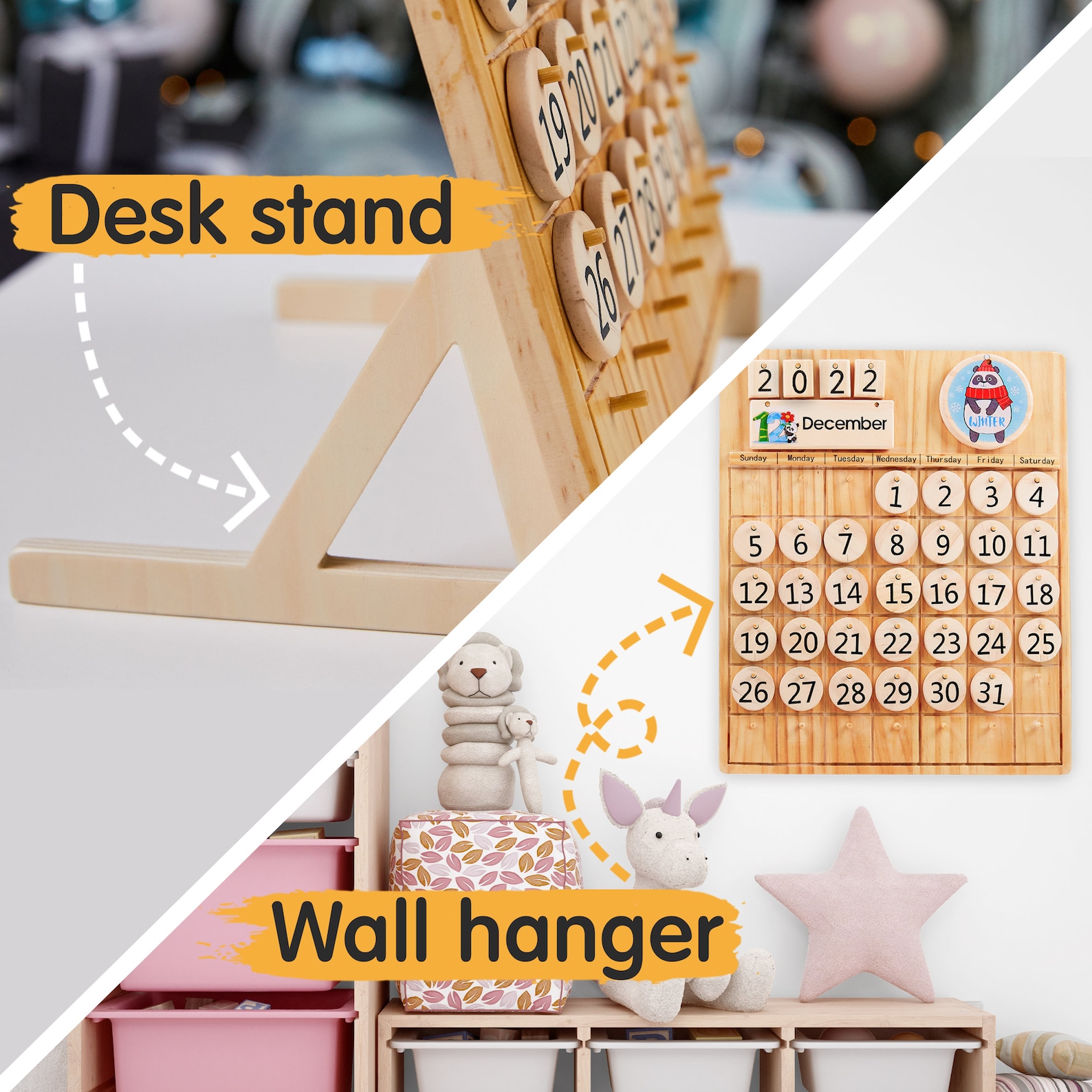 Wooden Perpetual Calendar Montessori Toys for Kids Learning - Etsy