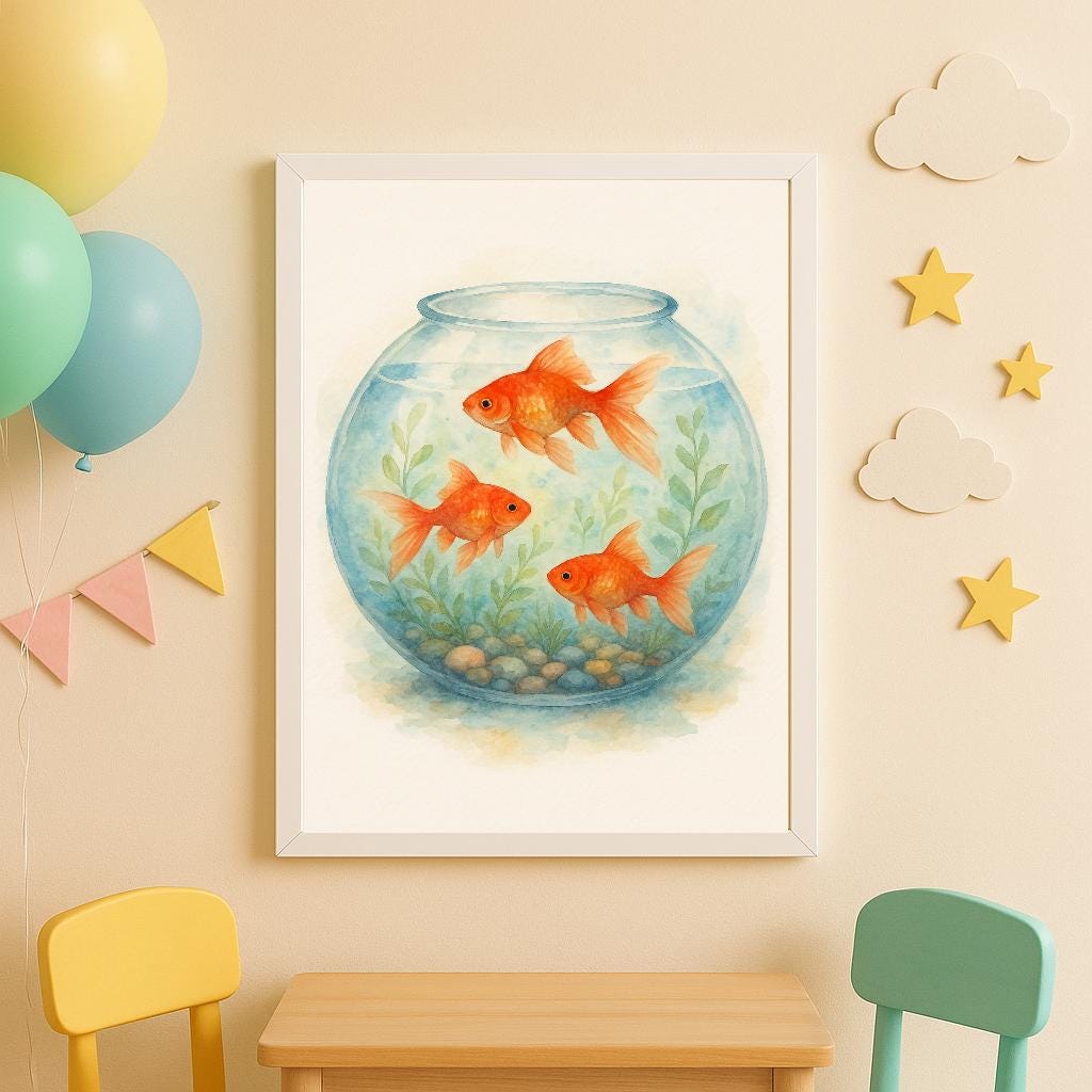 Printable Goldfish Art - A4 А3 Digital Download - Koi & Fancy Goldfish ...