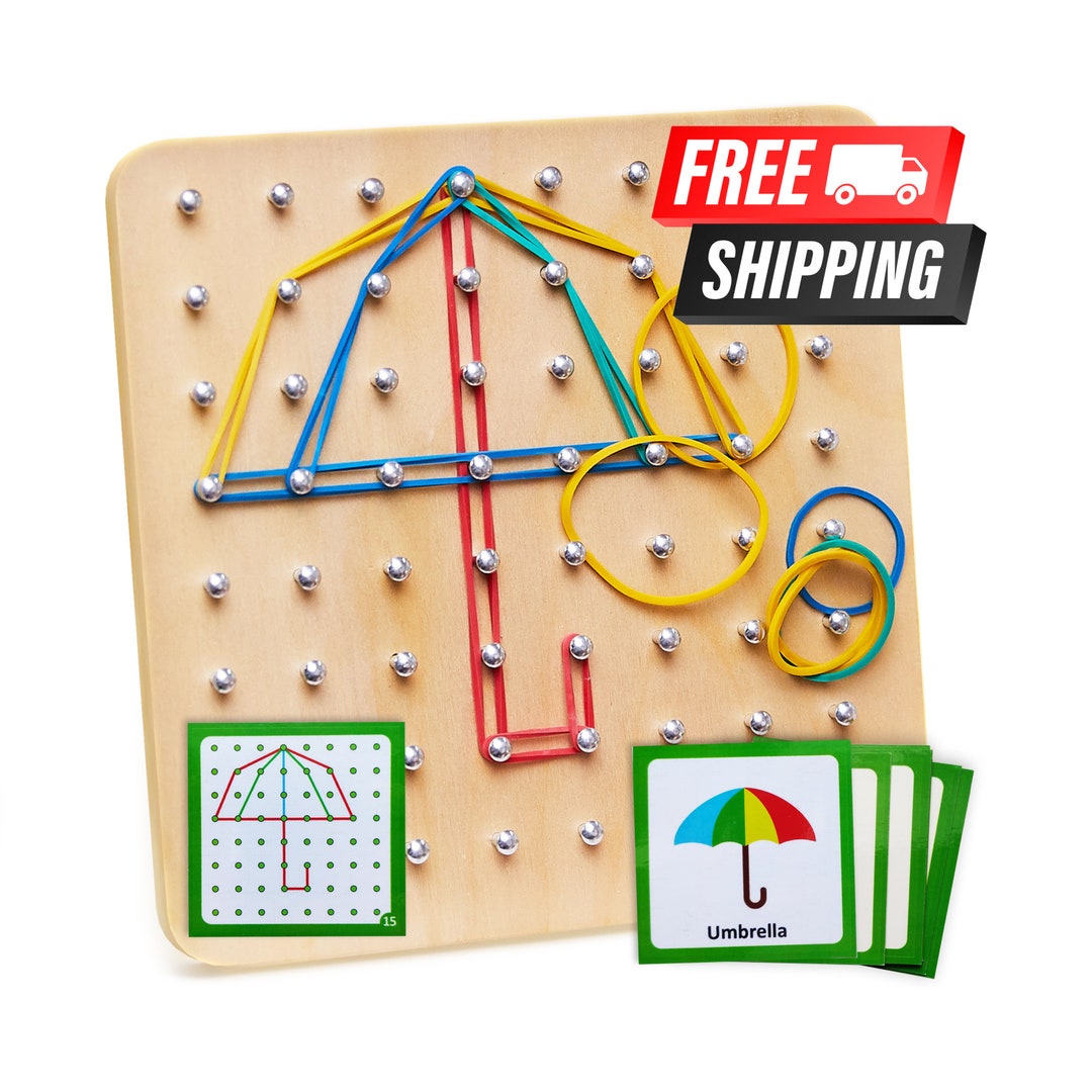 Wooden Geoboard - Montessori Toys for Kids, Graphical Mathematical ...
