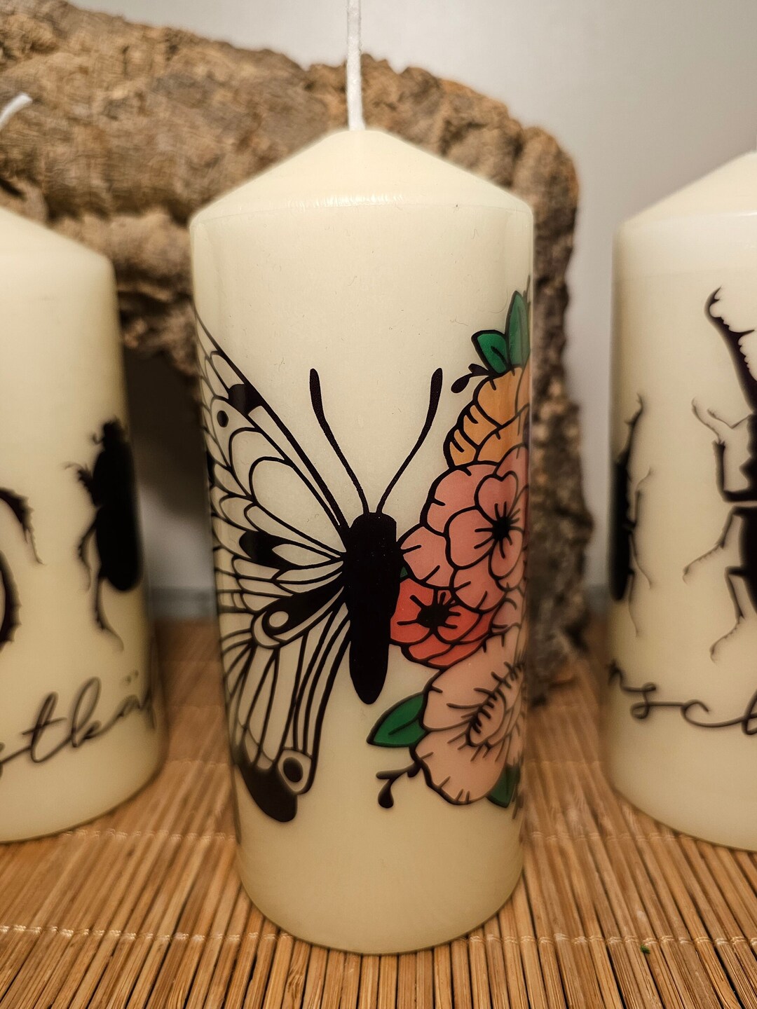 Pillar Candles With Insect Motif, Block Candle, Column Candle ...