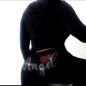 Rhinestone Tracksuit 2 Piece Jogger Set Angel Heart Crystal | Etsy