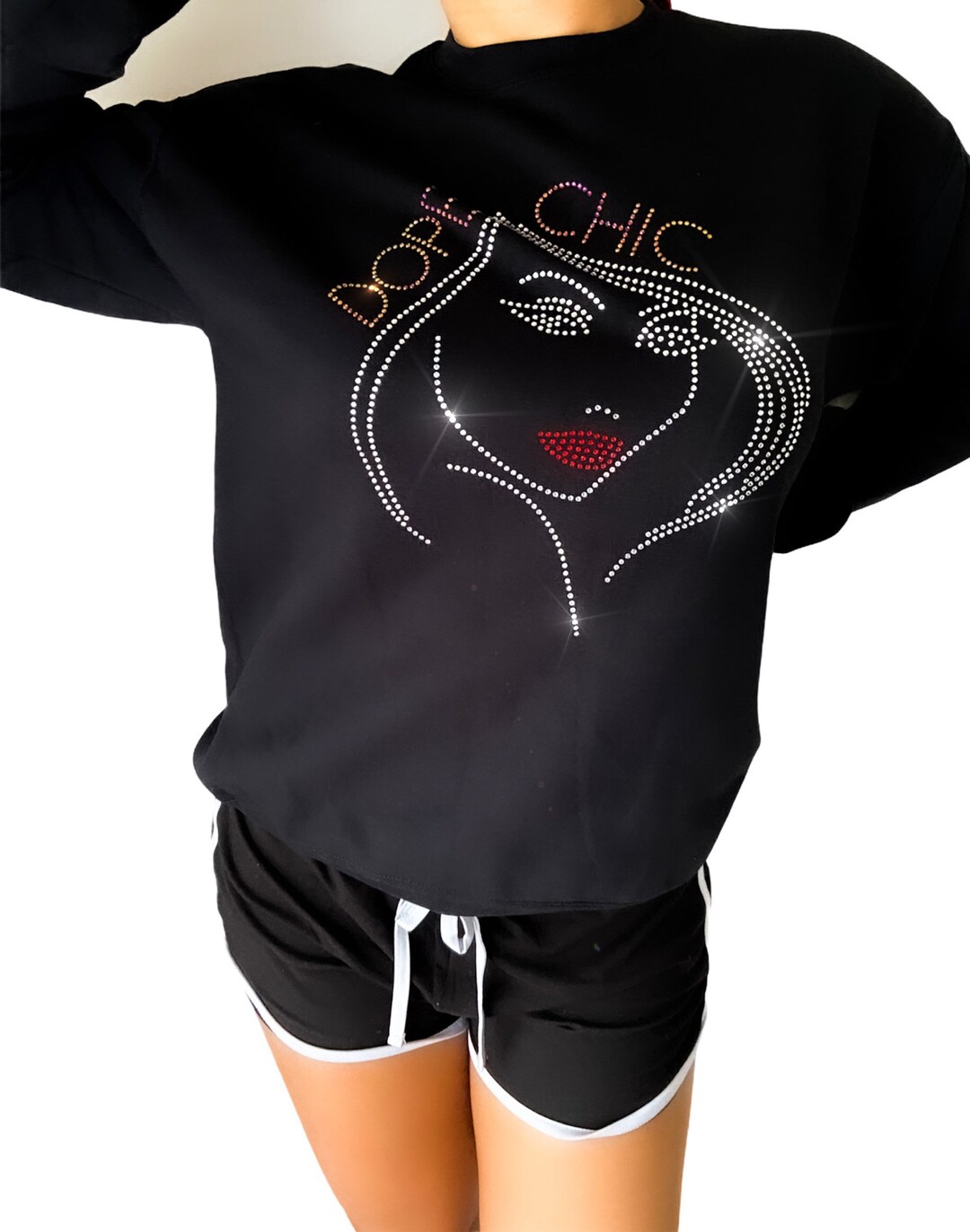Dope Chic Rhinestone Sweatshirt Bedazzled Bling Pullover - Etsy