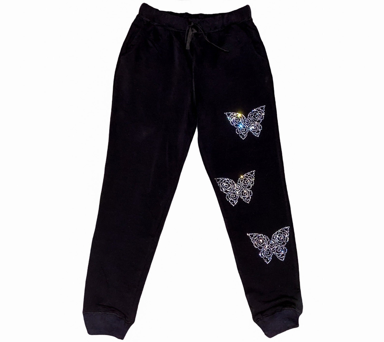 Rose Butterfly Rhinestone Joggers, Bedazzled Bling Sweatpants - Etsy.de