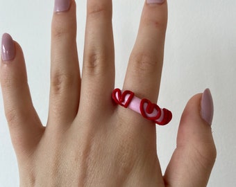 Handmade Polymer Clay Cow Print Band Rings Cool Quirky Personalised ...