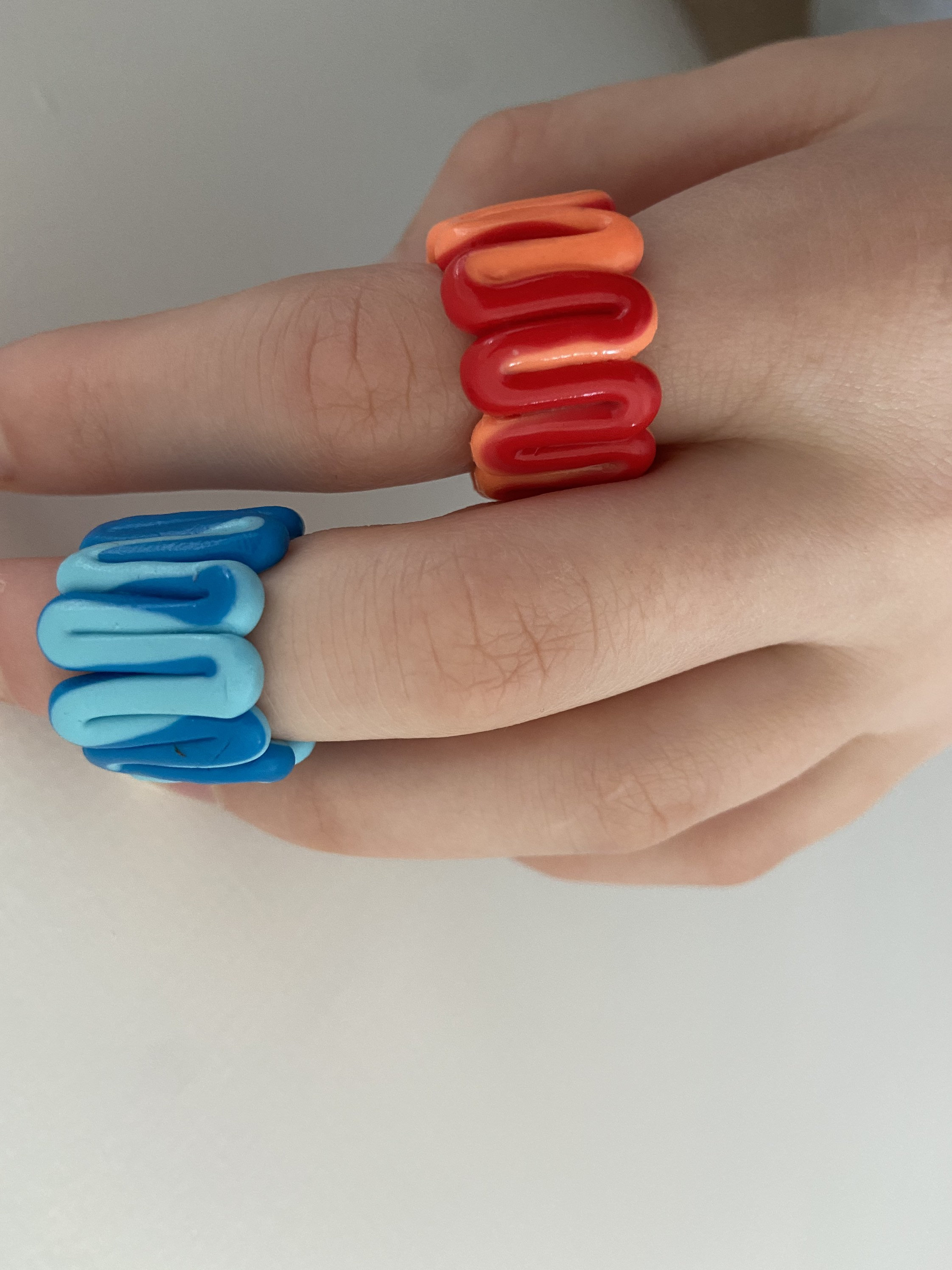 Handmade Polymer Clay Wide Scribble Rings Cute Chic - Etsy