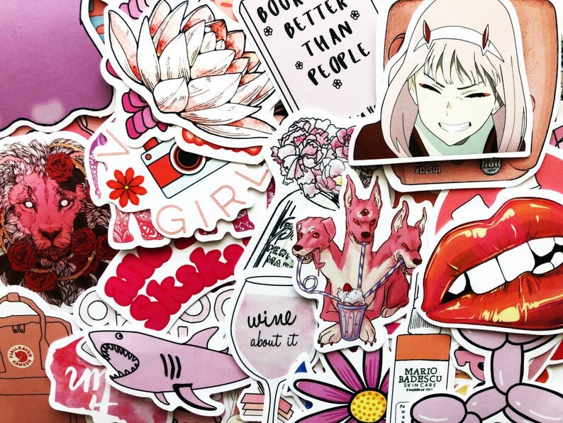 50 Pink Sticker Bomb Scrapbooking Laptop Phone Skin Lot Set Bulk ...