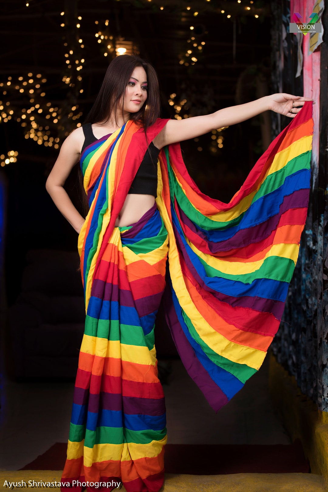 Rainbow Saree for Women, Saree for Women, Multicolored Saree, Rainbow ...