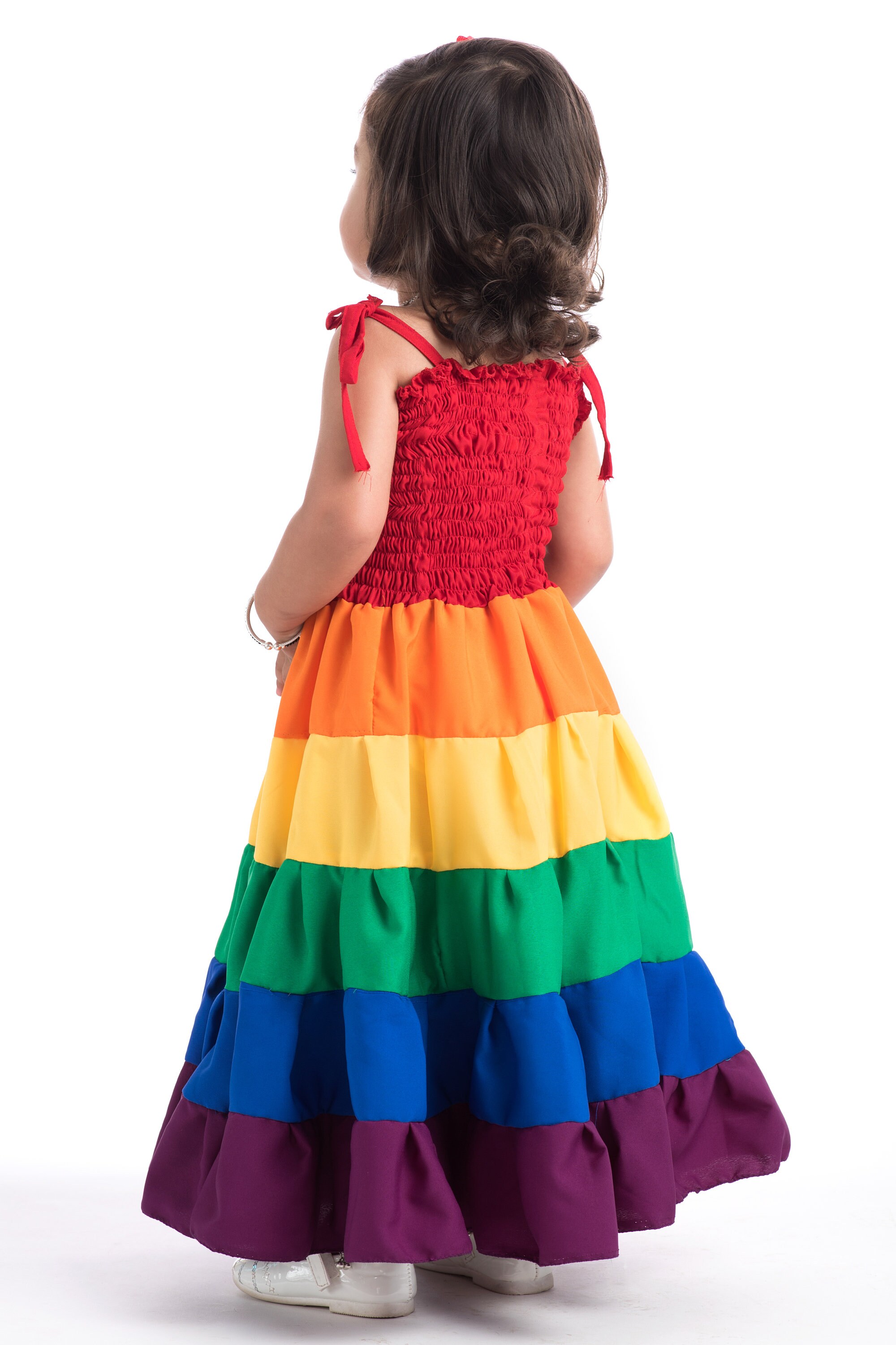 Rainbow Smocked Tiered Dress for Kids Girls - Etsy