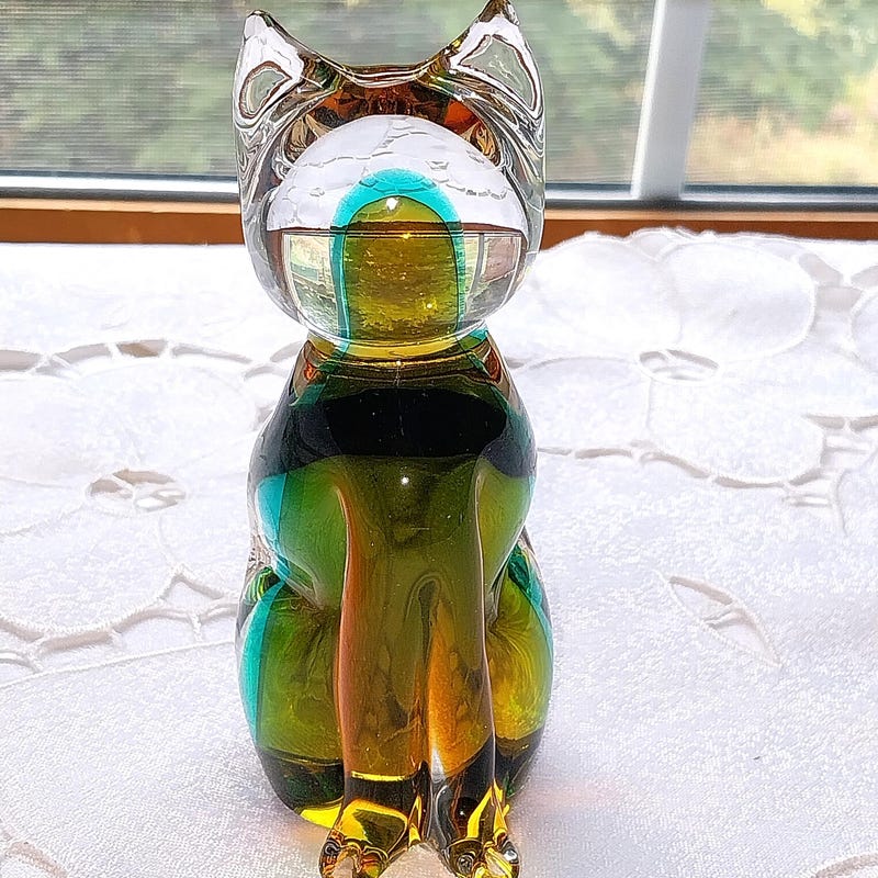 Vintage Murano Glass Cat - Etsy