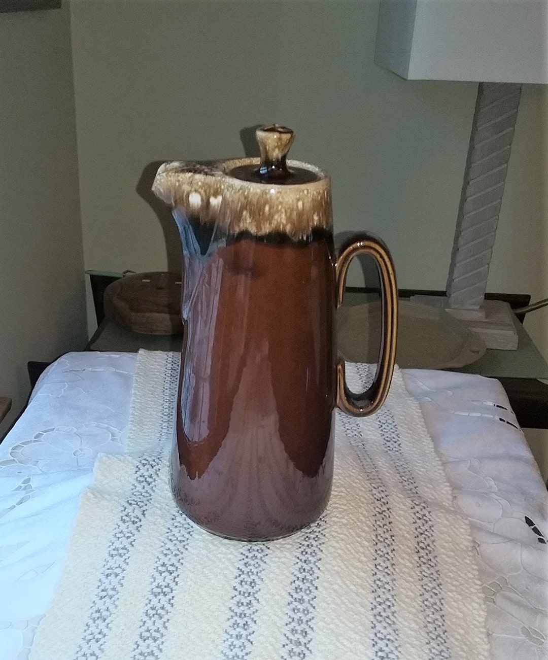 Rare HULL Drip Pottery Carafe Vintage, Drip Glaze Pottery, Rustic Cabin ...
