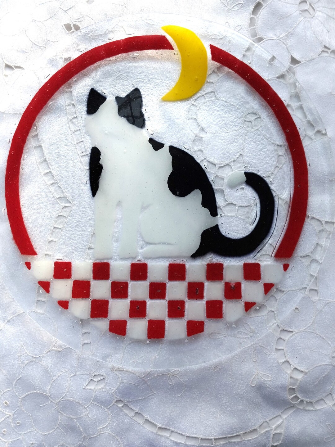 Peggy Karr 14" Checkerboard Cat Plate/platter Signed - Etsy