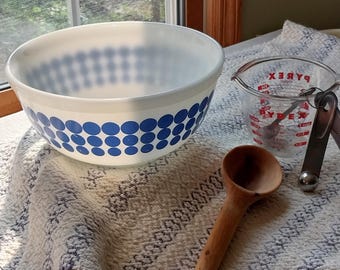 Vintage Pyrex Blue Polka Dot Mixing Bowl No. 403 2 .5 QT, Collectable ...