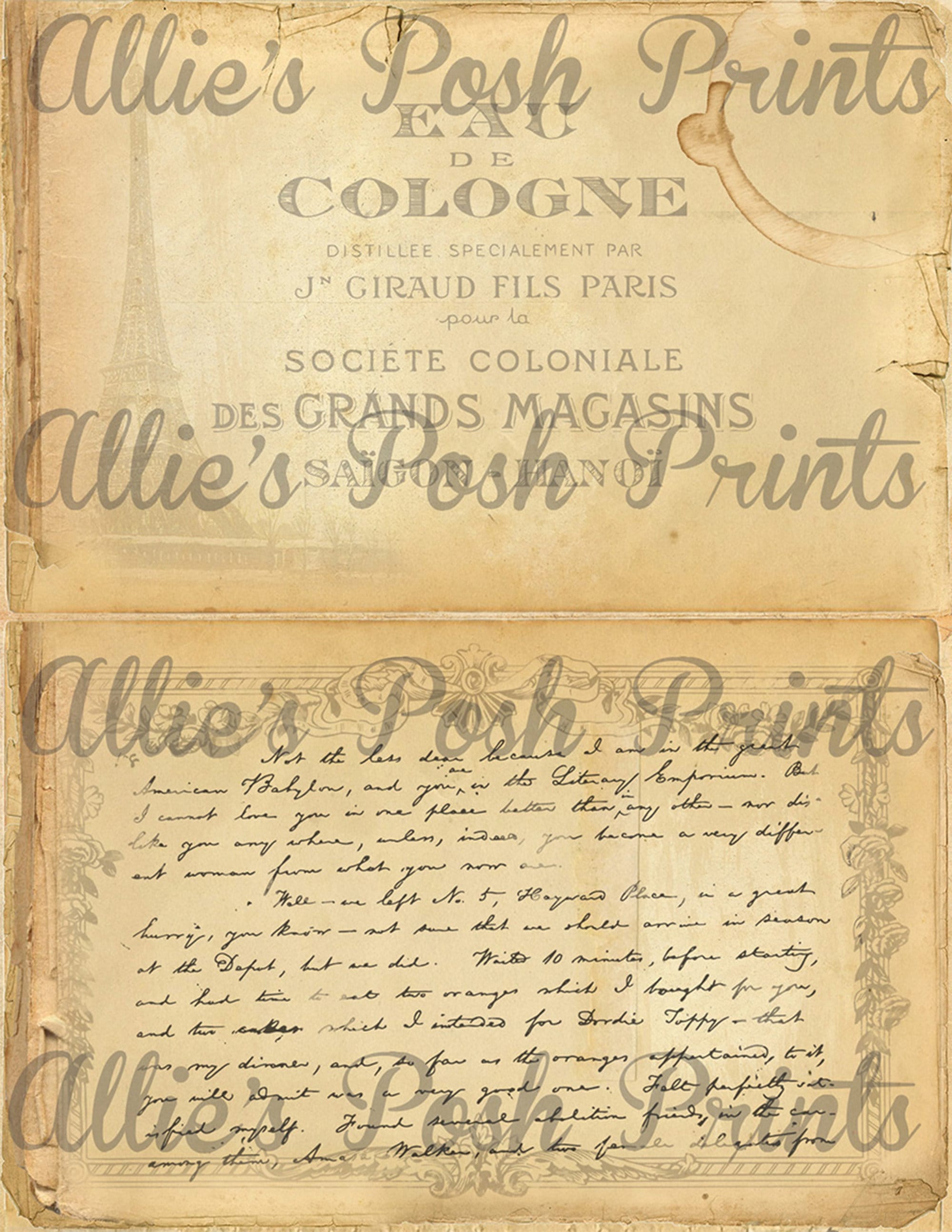 French Papers, Ephemera, Collage Sheets, Printable, Shabby, Digital Kit ...