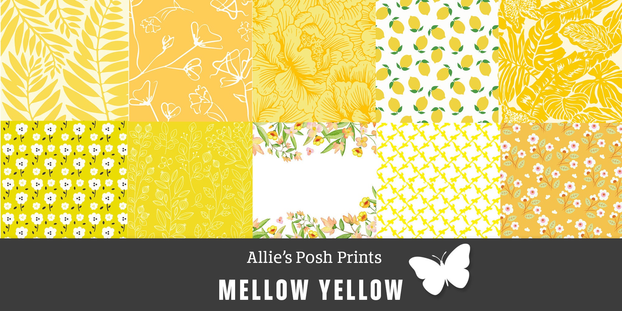 Mellow Yellow Floral Digital Downloads Papers - Scrapbook ...