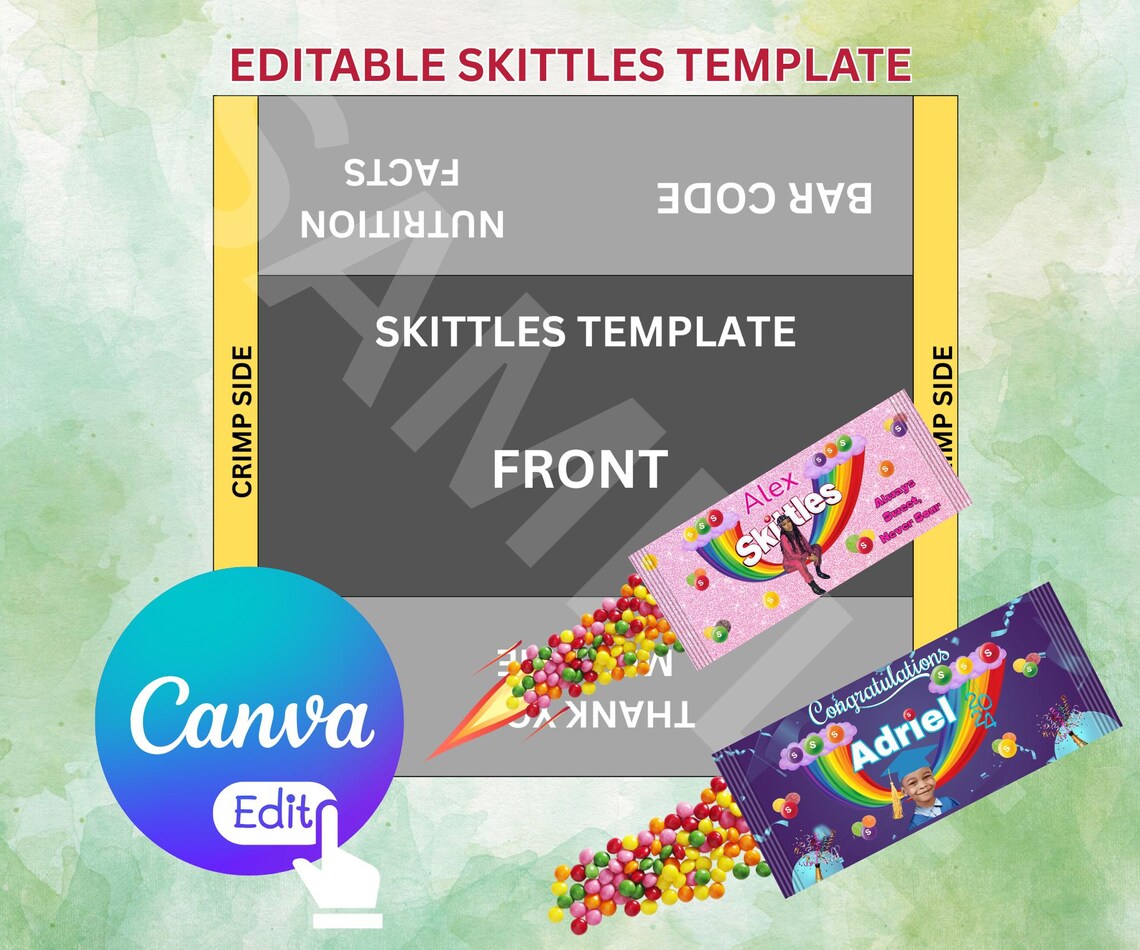 Skittles Template • Digital Canva Edit • Instant Download • DIY ...