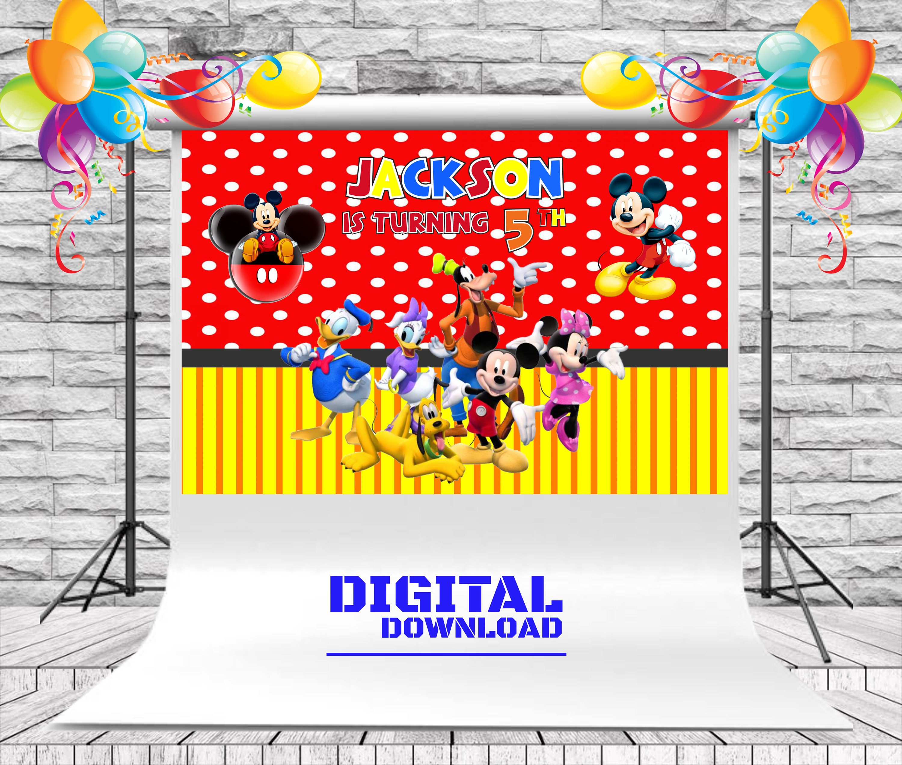 Mickey Mouse Backdrop, Mickey Mouse Banner, Mickey Mouse Birthday ...