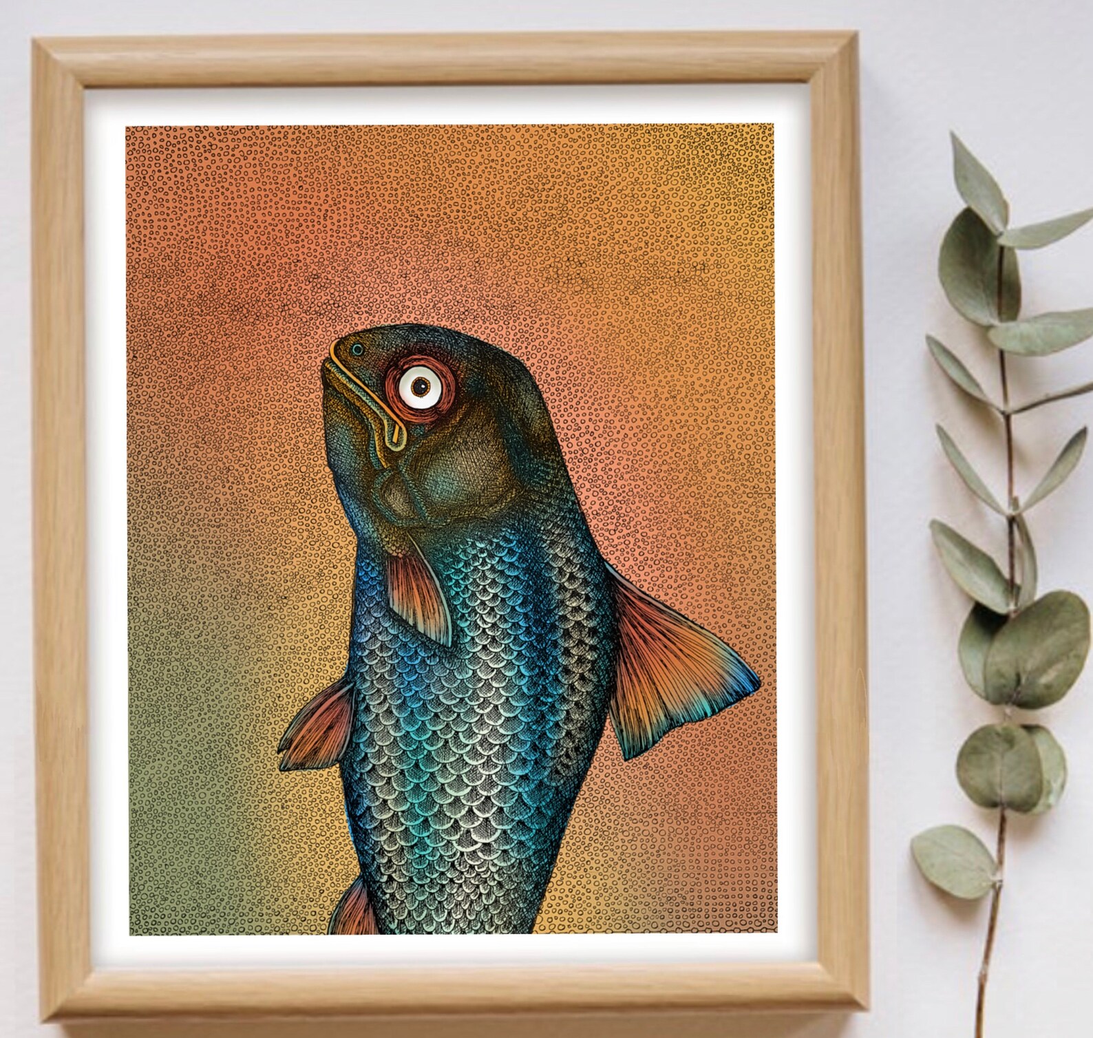 The Fish. Fine Art Matte Print of an Original Pen and Ink Illustration ...