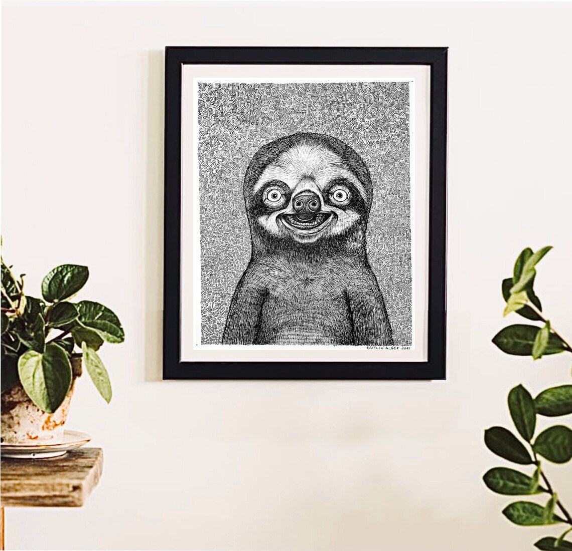 The Sloth. Fine Art Matte Print of an Original Pen and Ink Illustration ...