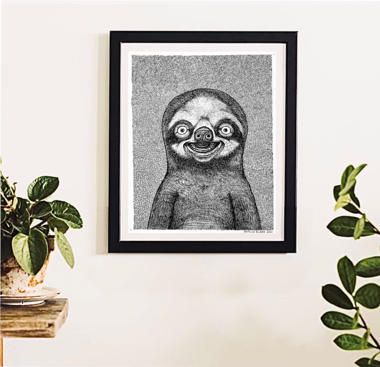 The Sloth. Fine Art Matte Print of an Original Pen and Ink Illustration ...
