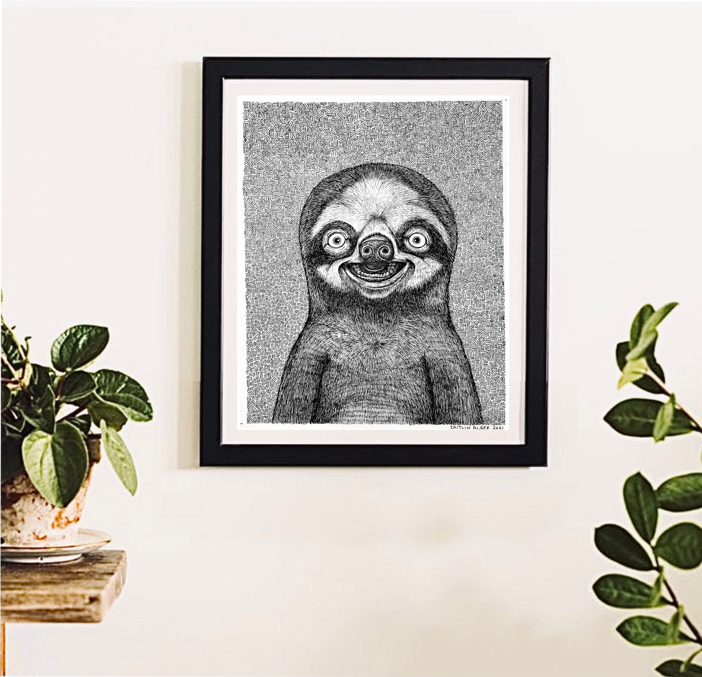 The Sloth. Fine Art Matte Print of an Original Pen and Ink Illustration ...