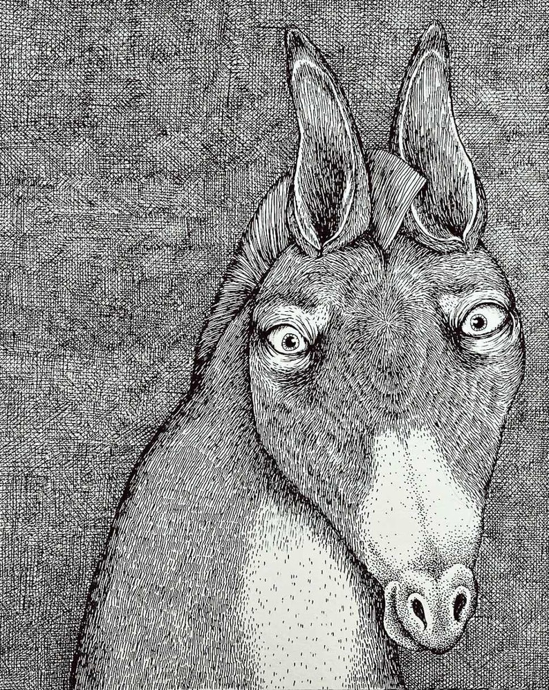 The Donkey. Original Pen and Ink Illustration - Etsy
