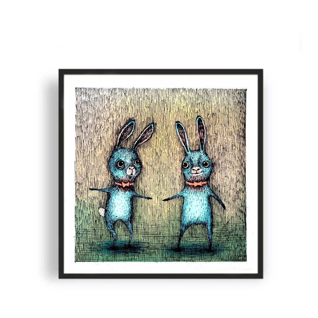 The Rabbit Rabbit (COLOR). Fine Art Matte Print of an Original Pen and ...
