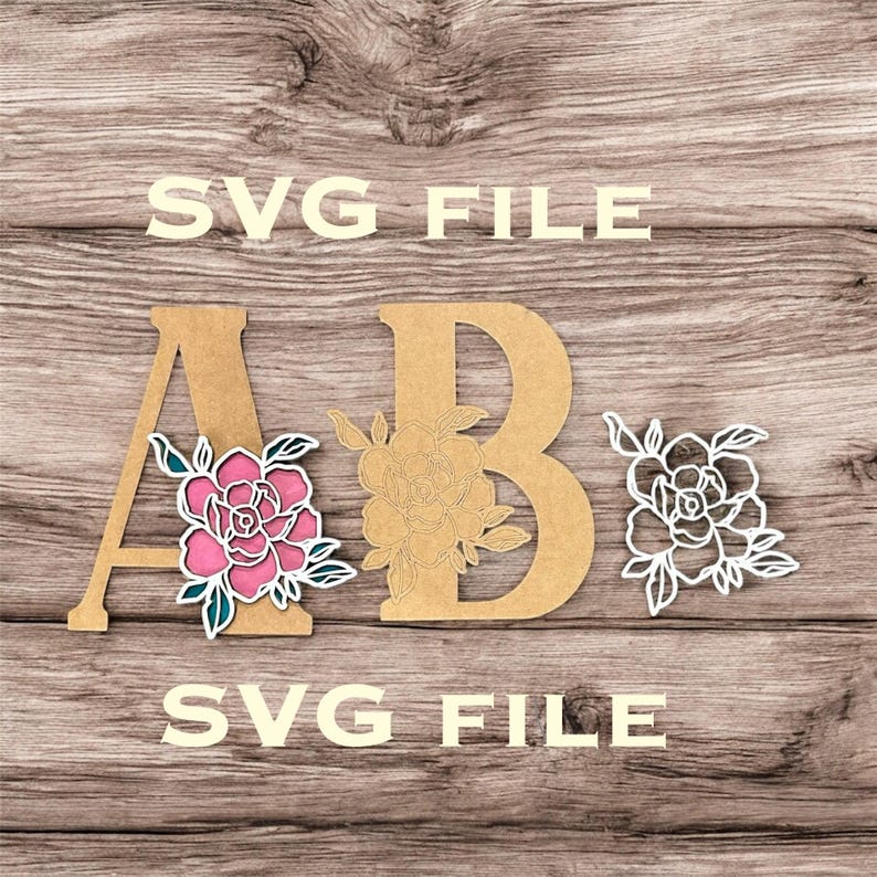 Monogram SVG Bundle, Letters With Flowers SVG, Cricut Monogram File ...
