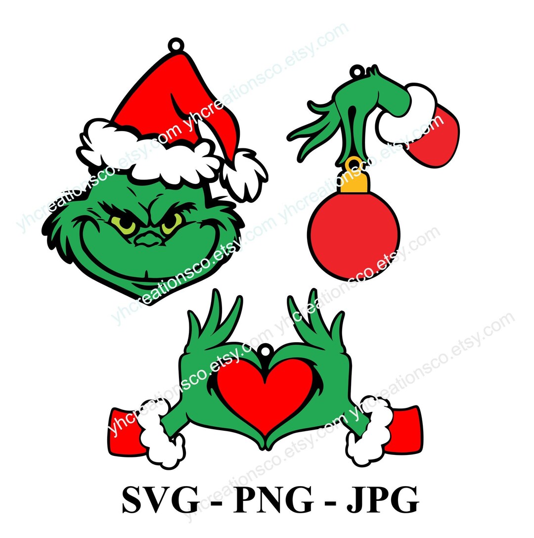 Grinch Christmas Ornament SVG Files, Grinch SVG Bundle, Laser Cut Files ...