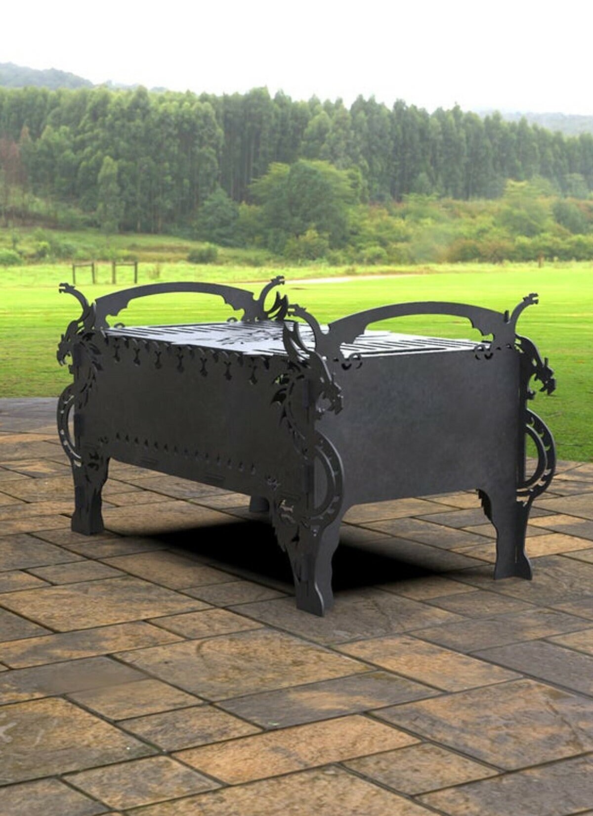 Portable Grill Campfire Camp Barbecue Cowboy Wok Charcoal Barbecue ...