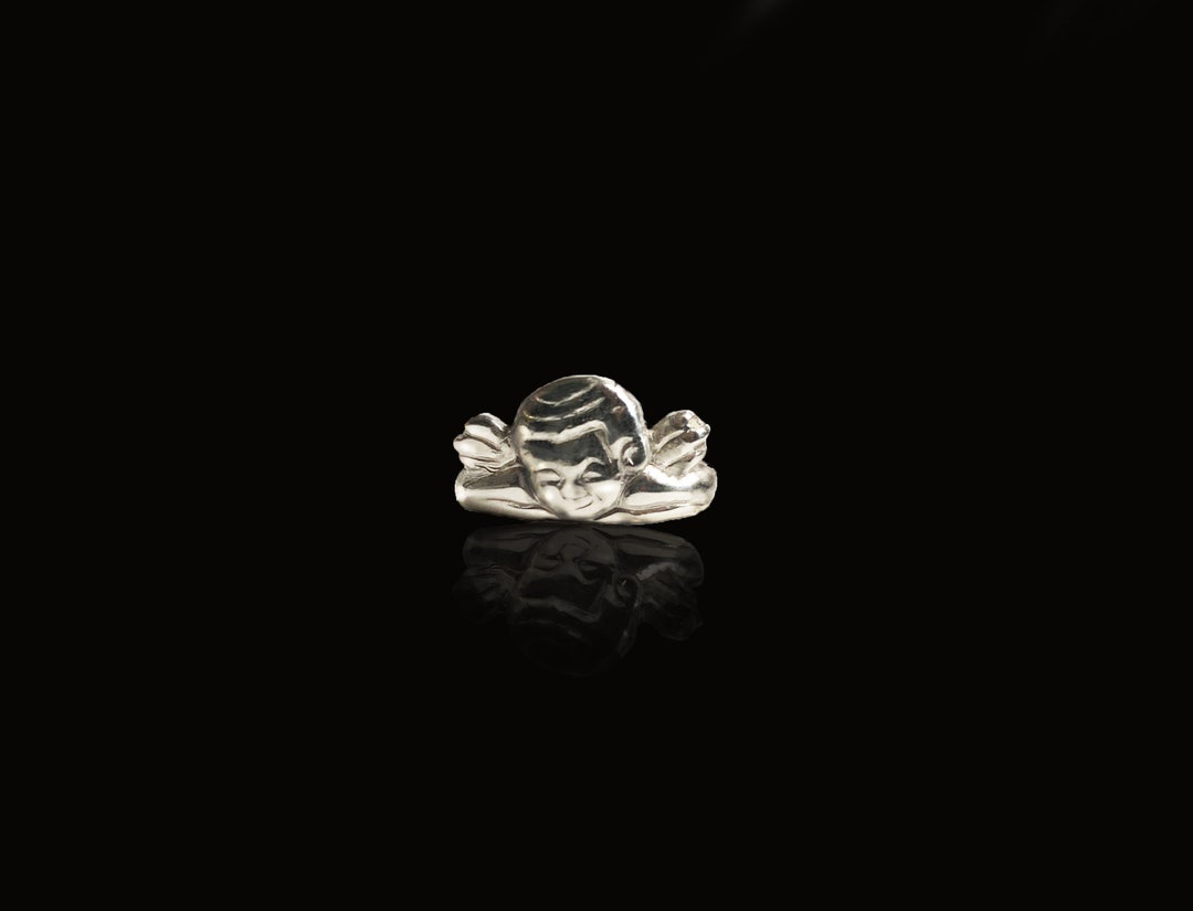 Wavy Baby Angel Signet Ring - Etsy