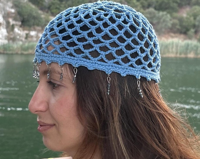 Cotton Skull Cap,crochet Mesh Skull Cap,knit Skull Hat,crochet Skull ...