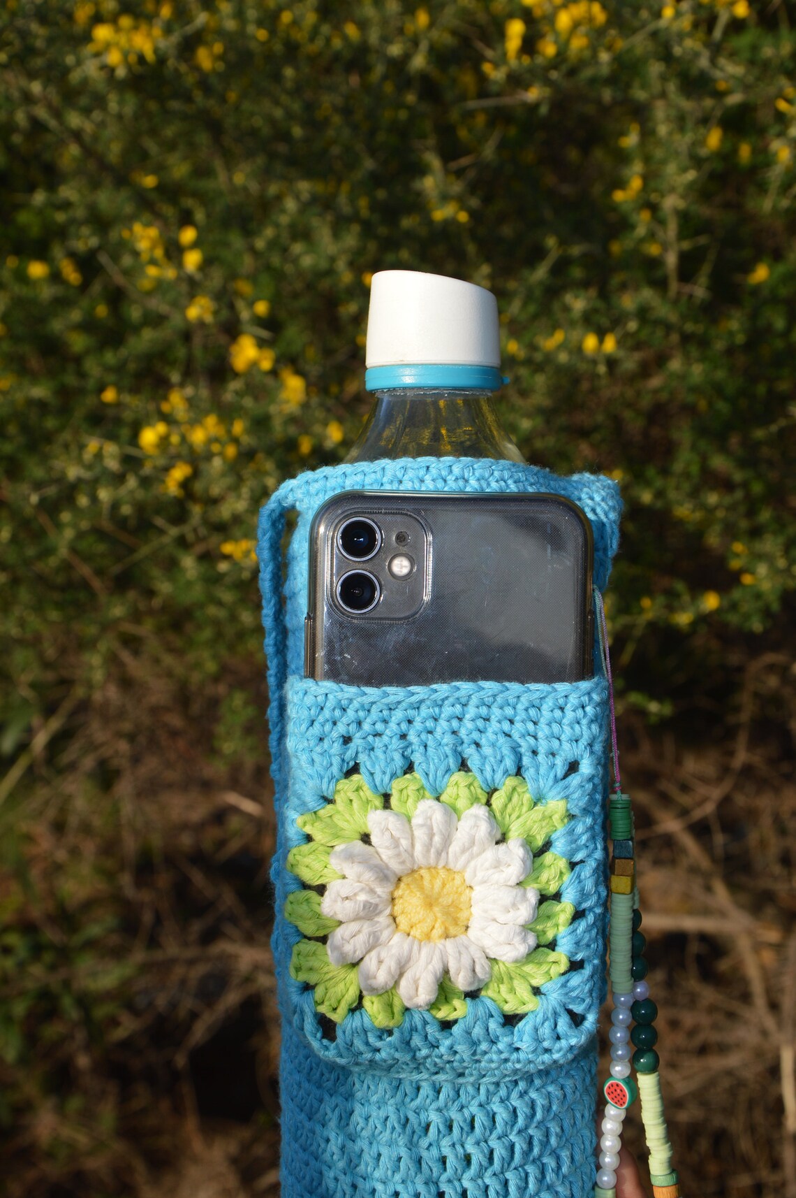 Water Bottle Sleeve With Cell Phone Pocket, Flower Water Bottle Holder ...