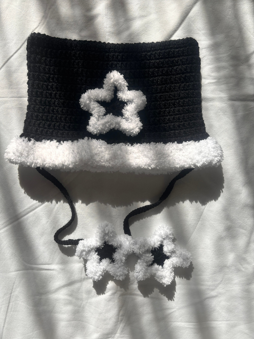 Star Hat With Ears, Black Beanie With String, Star Cat Beanie, Color ...