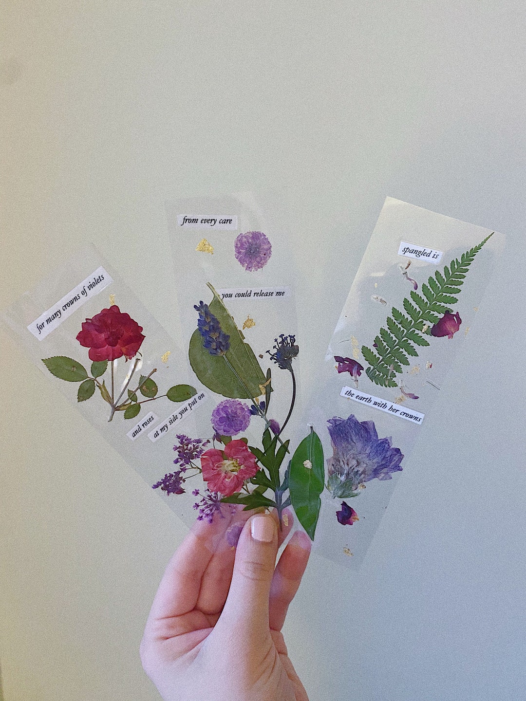 Sappho Pressed Flower Bookmarks | Sapphic Poetry Handmade Cottagecore ...