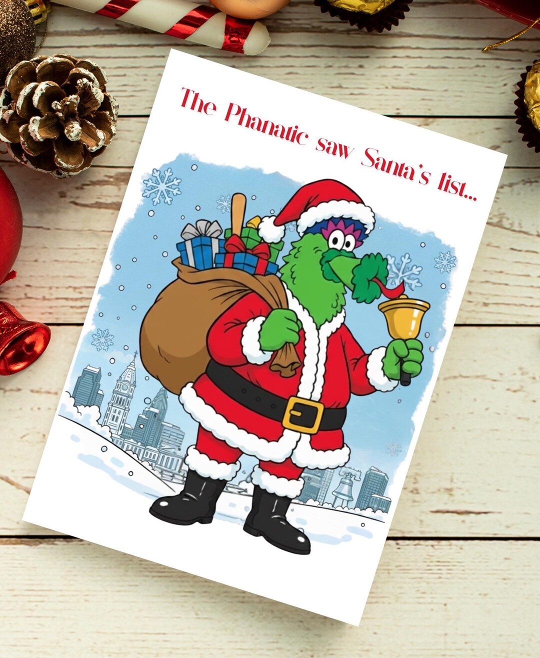 Funny Phillie Phanatic Santa Christmas Card (digital Download) - Etsy