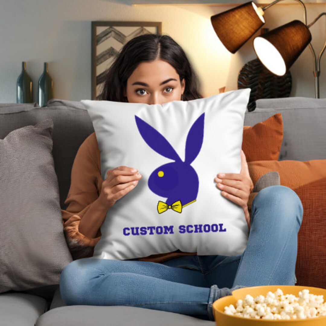 CUSTOM COLLEGE Playboy Bunny Throw Pillow, College Merch Perfect for ...