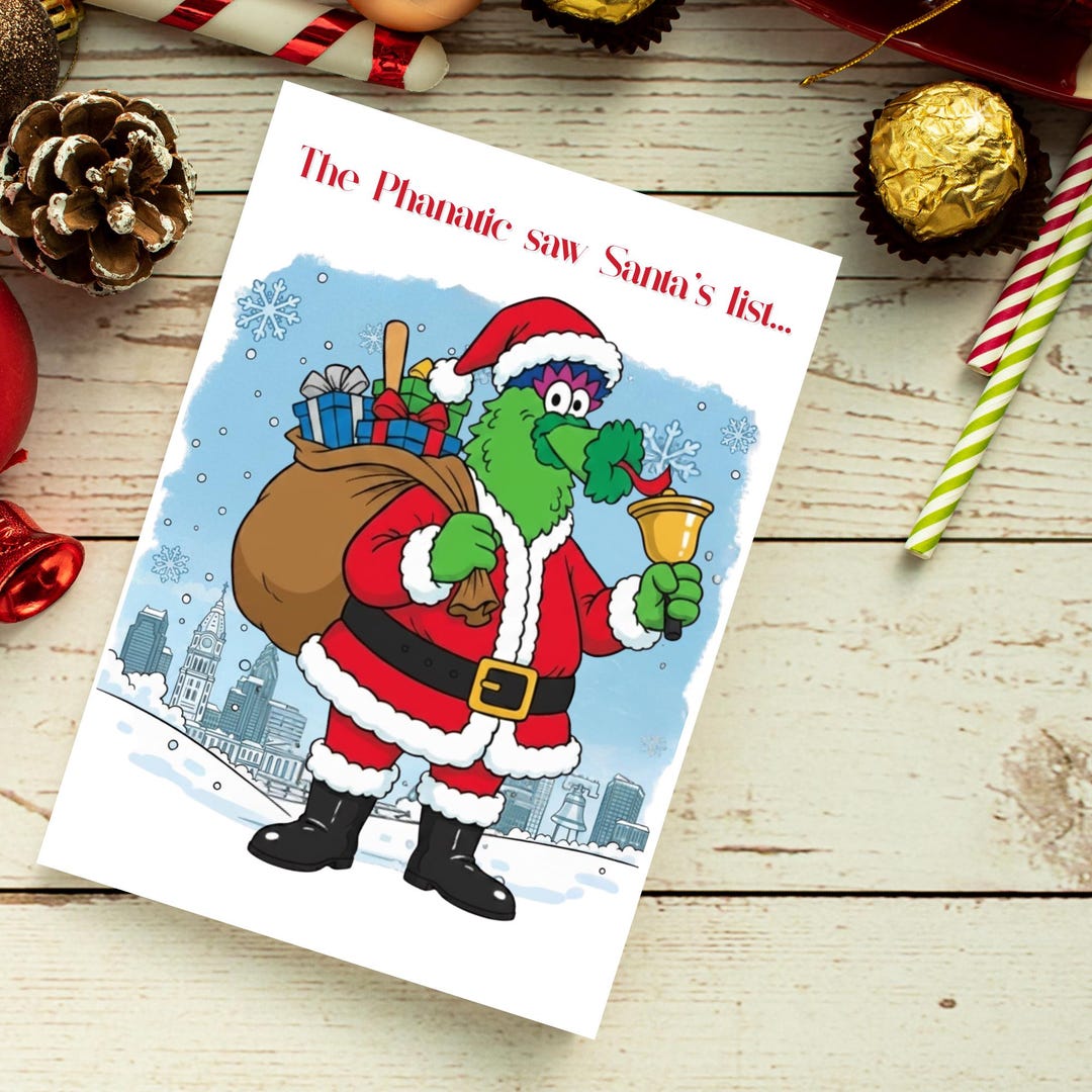 Funny Phillie Phanatic Christmas Card/ Phanatic Dressed as Santa ...