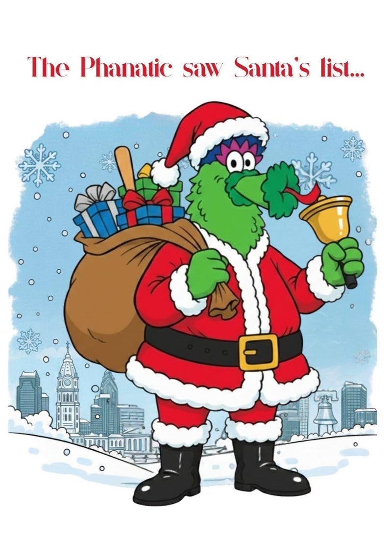 Funny Phillie Phanatic Santa Christmas Card (digital Download) - Etsy
