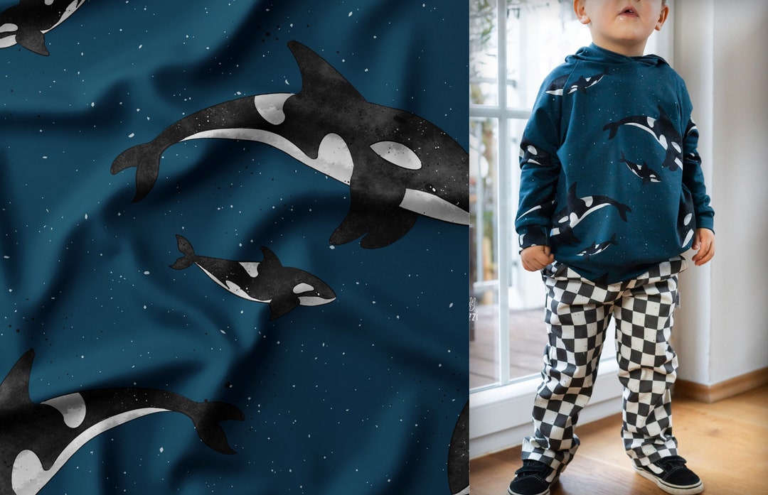 Baby Soft French Terry Cotton Fabric Orca Killer Whale 150 Cm WB Own ...