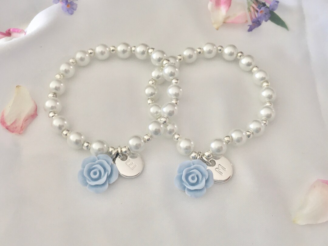 Light Blue Bracelet Flower Girl Gift Sky Blue Ice Blue Bracelet Little ...