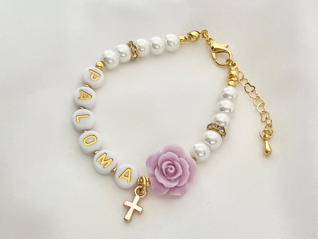 First Communion Bracelet Baptism Bracelet With Extender Catholic Girl ...
