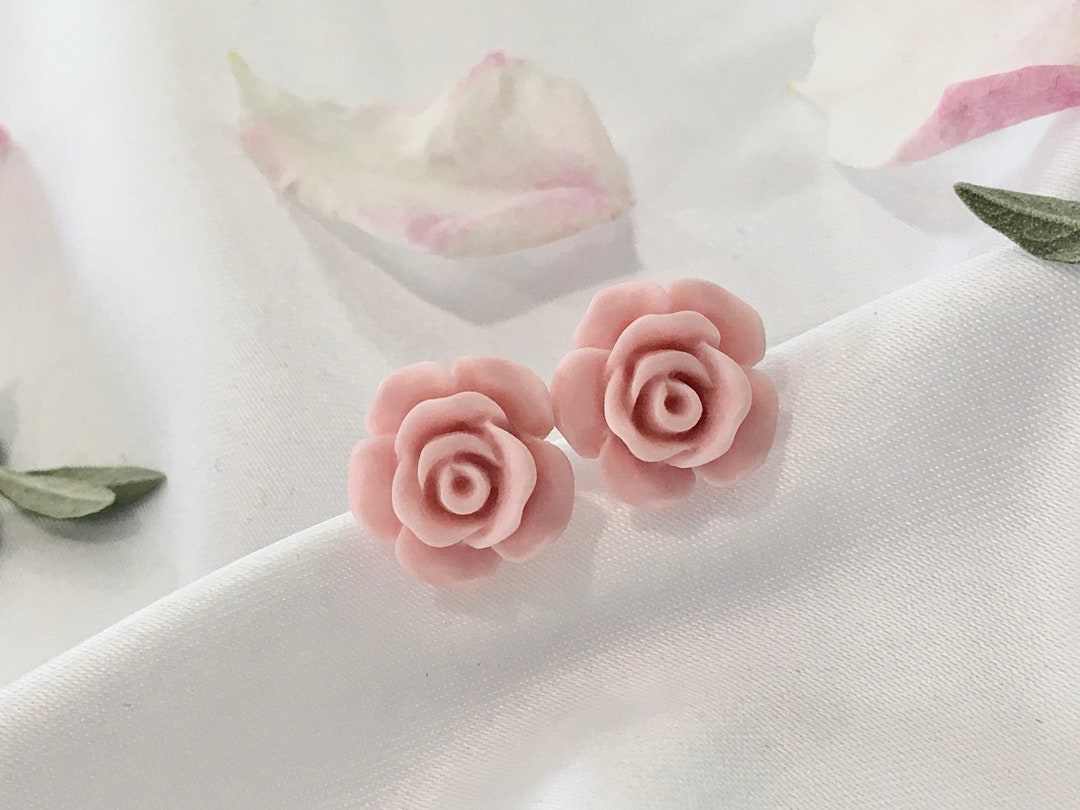 Flower Earrings Flower Girl Earrings Pink Flower Girl Gift Pink ...